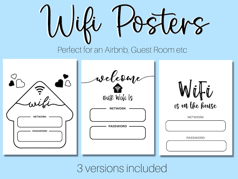 WIFI Password Sign Printable, Wifi Sign, WIFI Password Sign, Editable ...