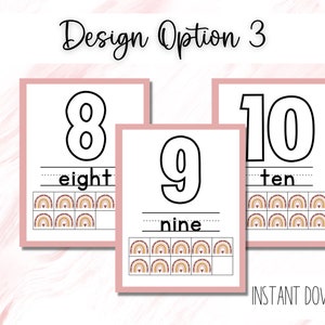 Boho Rainbow Number Posters, Ten Frames, Neutral Rainbow Classroom ...