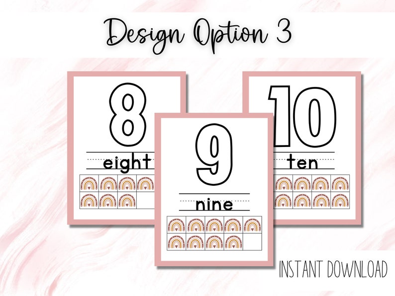 Boho Rainbow Number Posters, Ten Frames, Neutral Rainbow Classroom ...