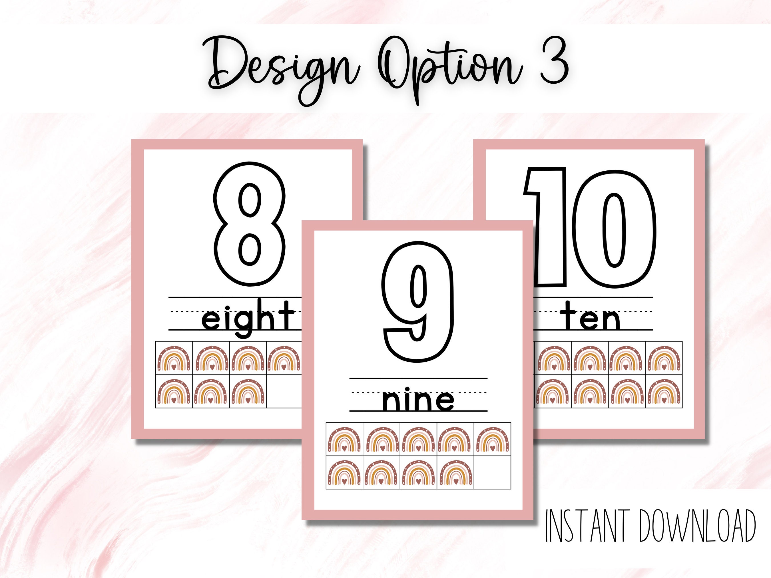 Boho Rainbow Number Posters, Ten Frames, Neutral Rainbow Classroom ...