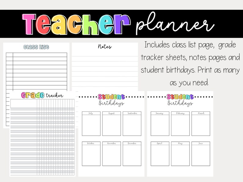 Teacher Planner, Lesson Planner, Planner, Printable Planner, Agenda ...