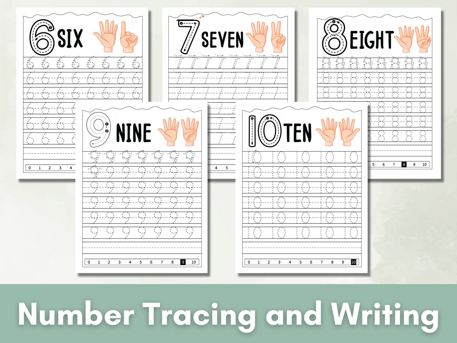 1-10, Number Tracing, Preschool Worksheet Printable, Handwriting ...