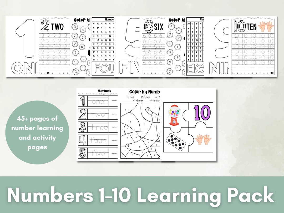 1-10, Number Tracing, Preschool Worksheet Printable, Handwriting ...