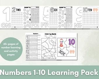 1-10 Number Tracing Preschool Worksheet Printable, Handwriting Practice ...