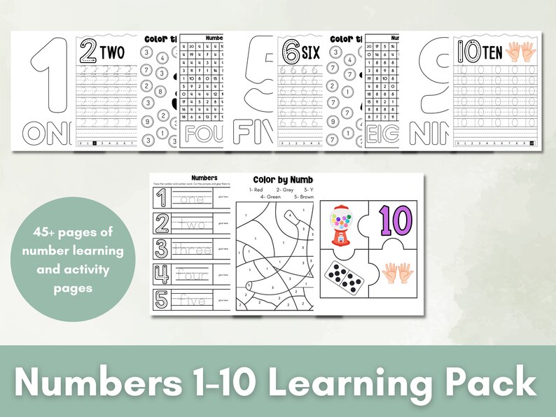 1-10, Number Tracing, Preschool Worksheet Printable, Handwriting ...