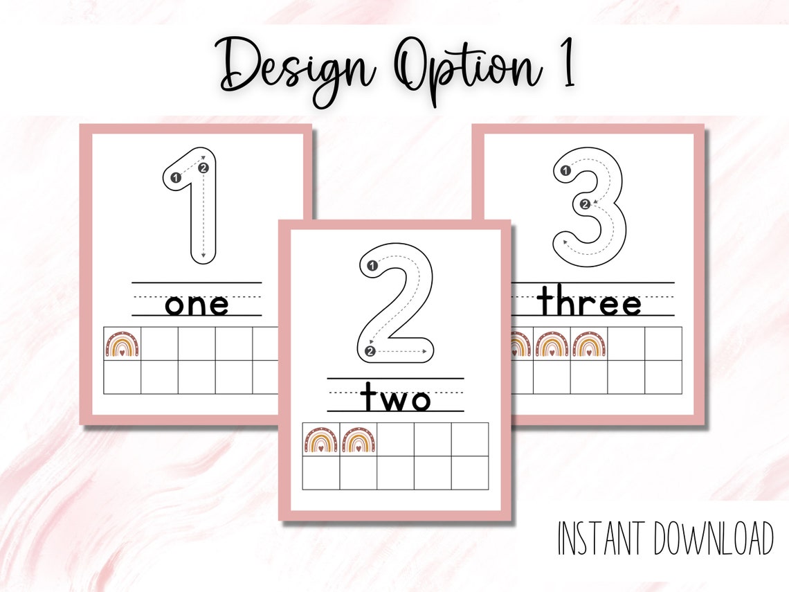 Boho Rainbow Number Posters, Ten Frames, Neutral Rainbow Classroom ...