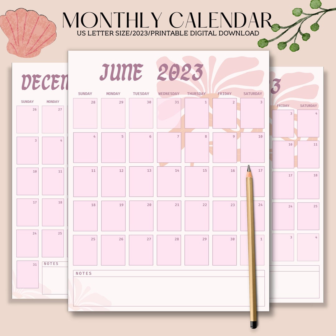 2023 Floral Wall Calendar Printable, Wall Calendar Printable, Floral ...
