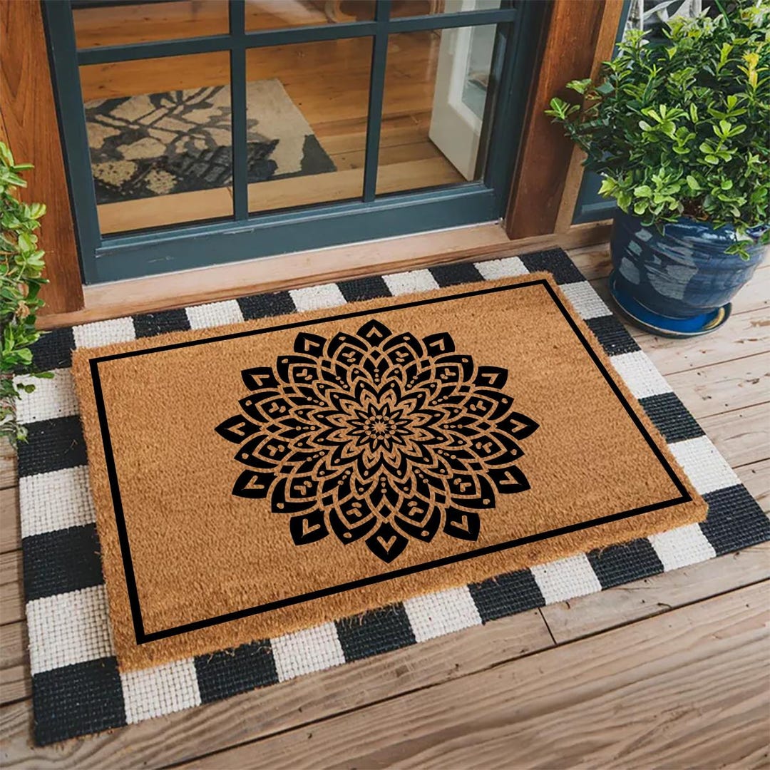 Mandala Doormat, Boho Welcome Mat, Zen Front Door Coir Rug, Spiritual ...