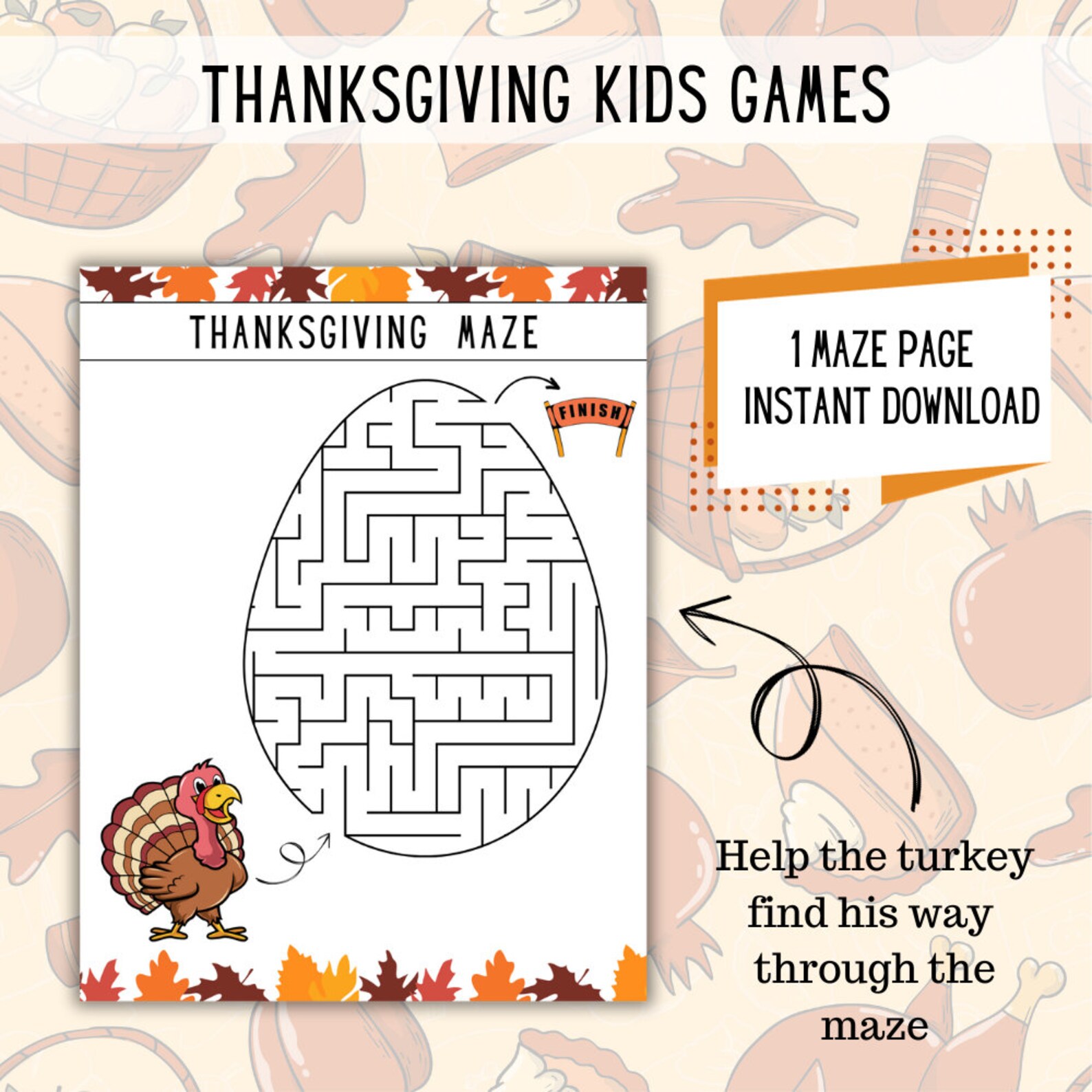 Thanksgiving Kids Games - Printable Download - Etsy
