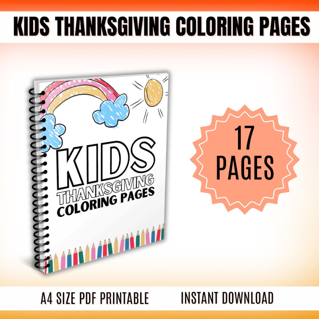 Kids Thanksgiving Coloring Book for Digital Download - Etsy