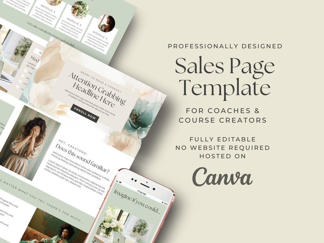 Canva Sales Page Template INSTANT DOWNLOAD Business Website - Etsy