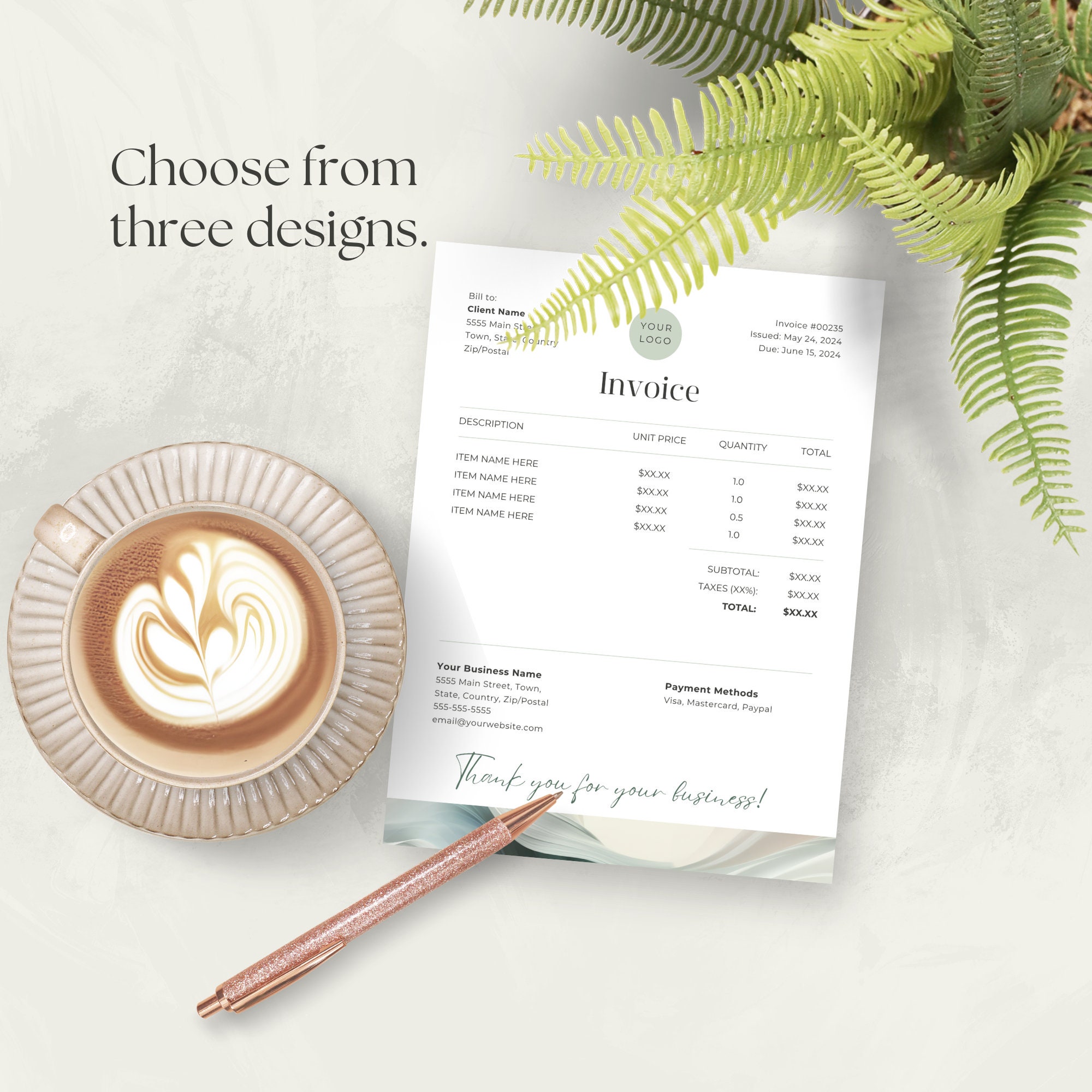 Minimalist Canva Business Invoice Template Editable Business Form Small ...