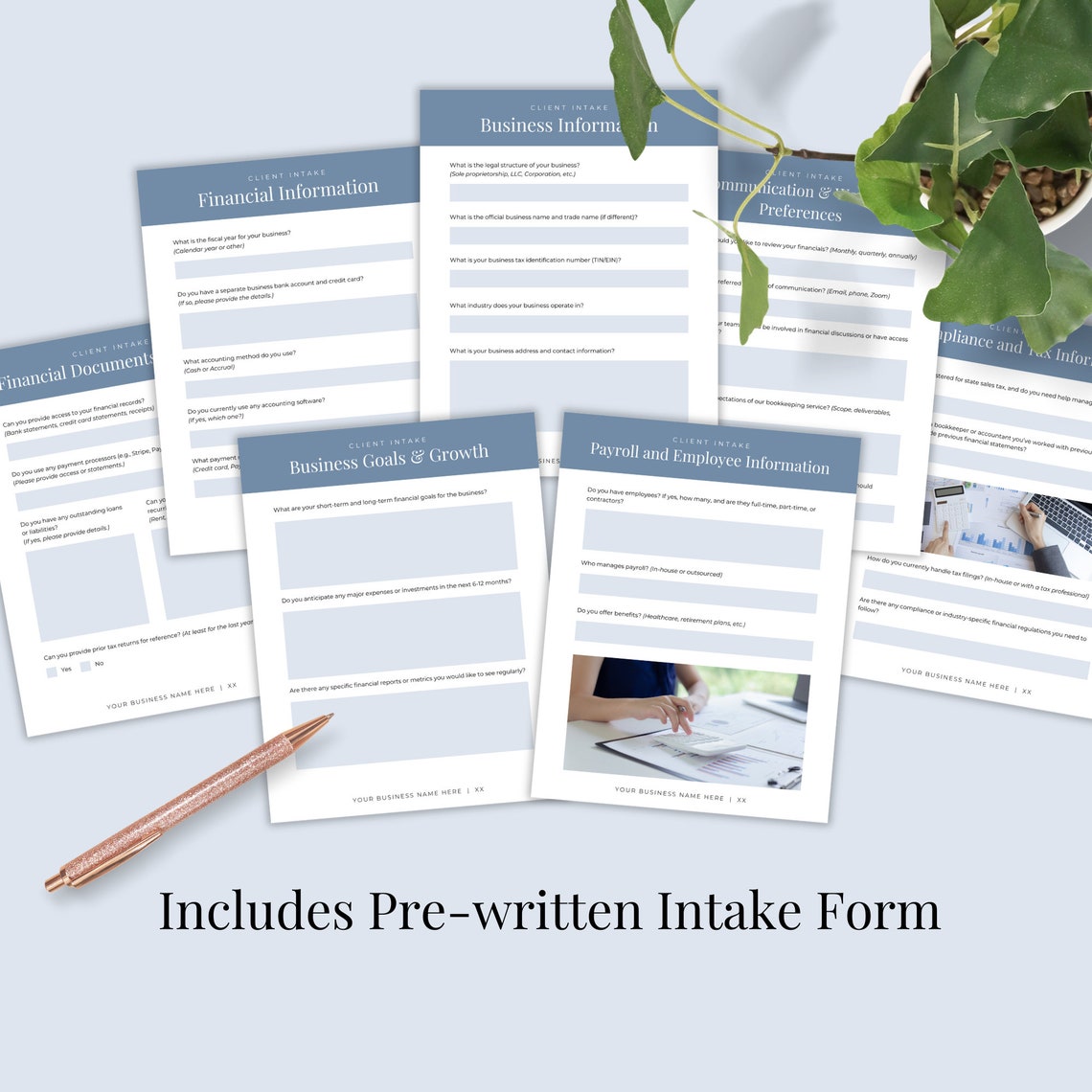 Bookkeeper Onboarding Canva Template Accounting Intake Form New Client ...