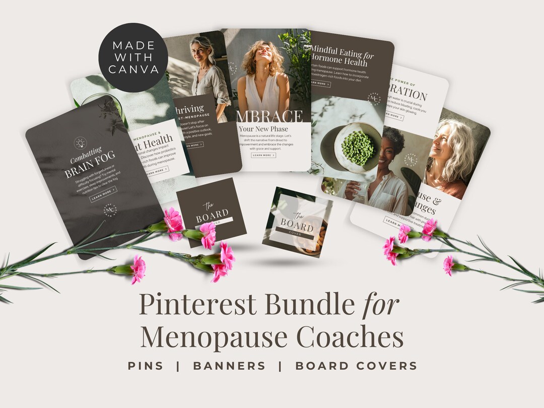 Pinterest Templates for Menopause Coaches Editable Canva Social Media ...