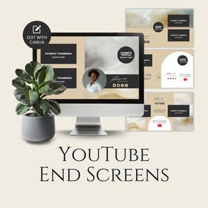 Youtube End Screen Intro Outro Editable Canva Templates Content Creator ...