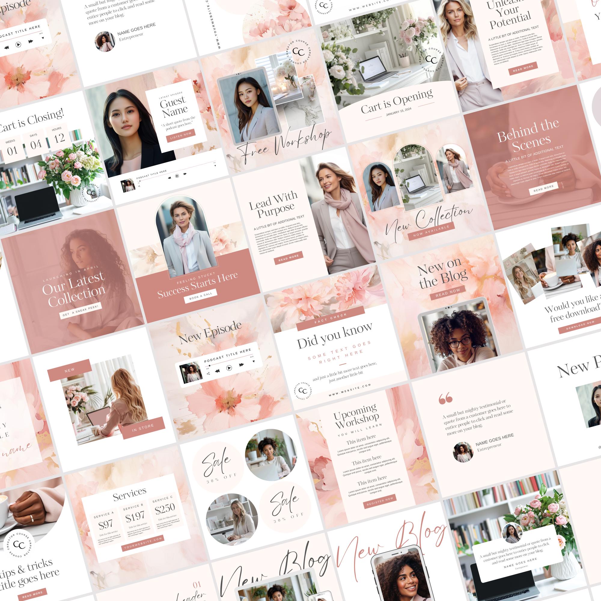 Course Creator Instagram Posts Branding + Marketing Kit Coach Templates ...