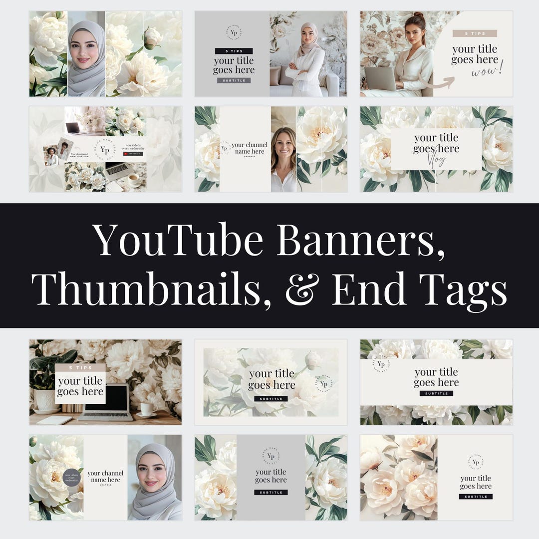 Youtube Banners Thumbnails End Tags Branding Kit Editable Canva ...
