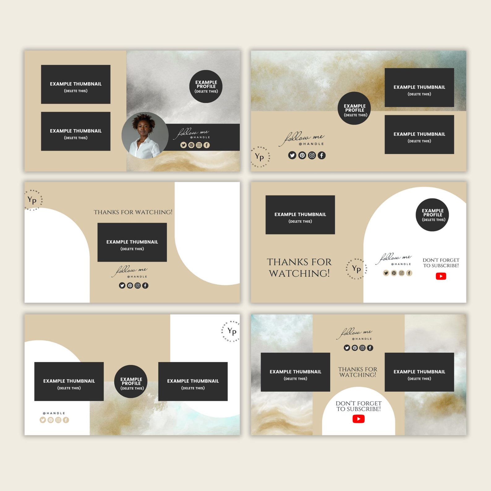 Youtube End Screen Intro Outro Editable Canva Templates Content Creator ...