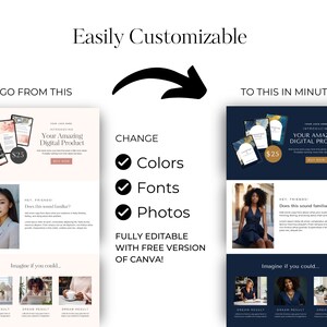Canva Landing Page Sales Funnel Course Creator Digital Product Canva ...