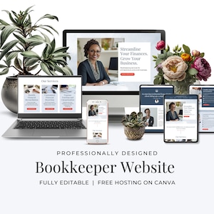 Bookkeeping Website Template Editable in Canva Custom Design for ...