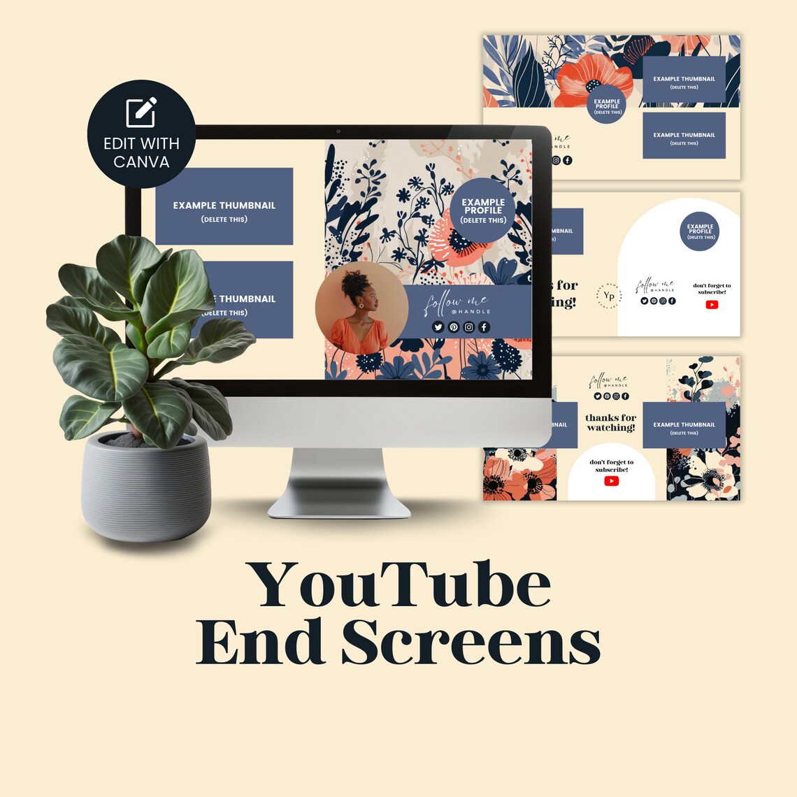 Youtube End Screen Youtube Outro Editable Canva Templates Content ...