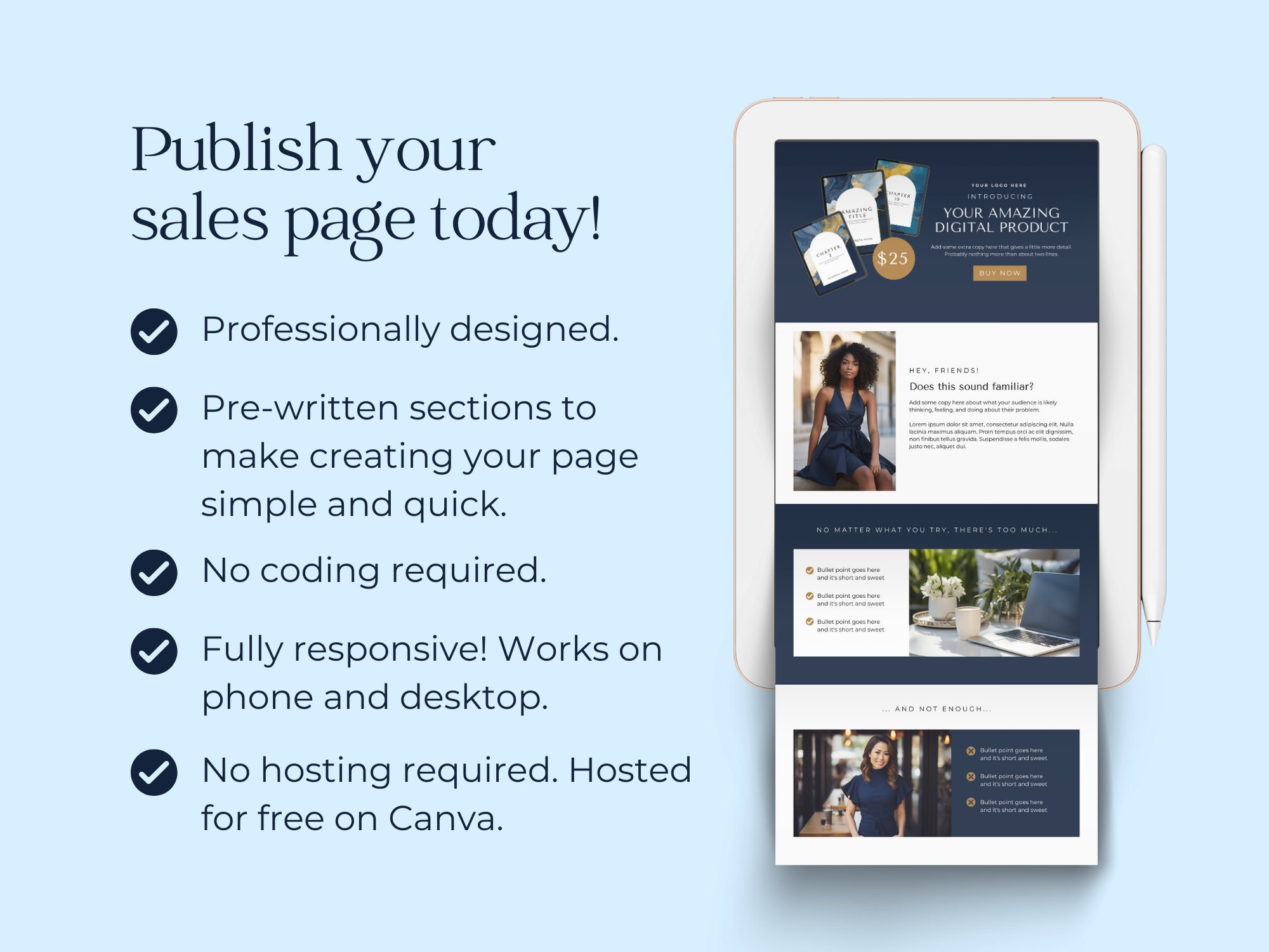 Digital Product Sales Page Landing Page Canva Website Course Website ...