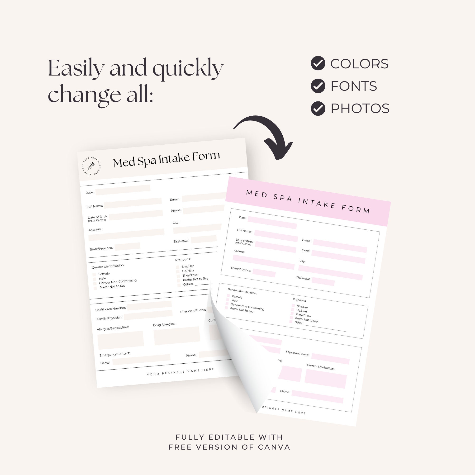 Nurse Injector Client Intake Form Dermal Filler Botox Consultation ...