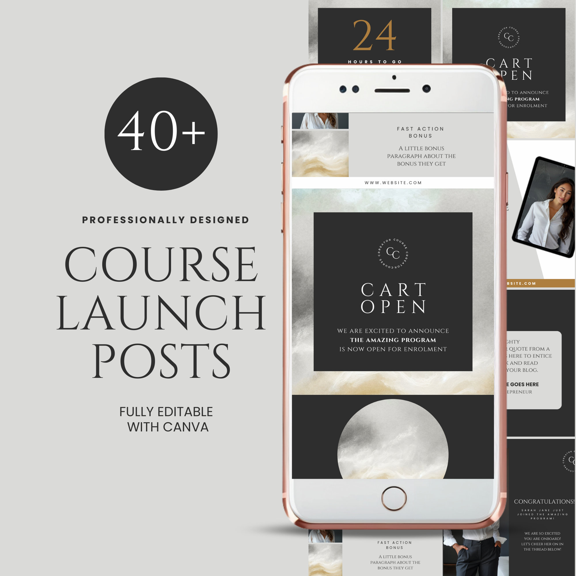 Course Launch Posts Canva Template Launch Toolkit Social Media Course ...