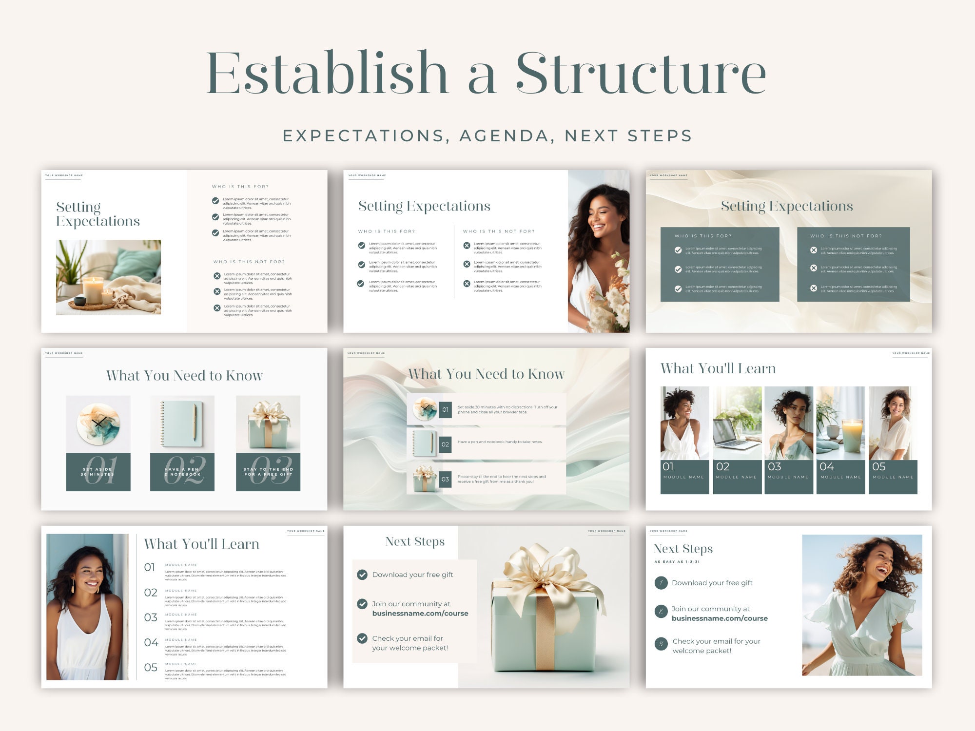 Online Course Slide Deck Template, Webinar Template, Course Creator ...