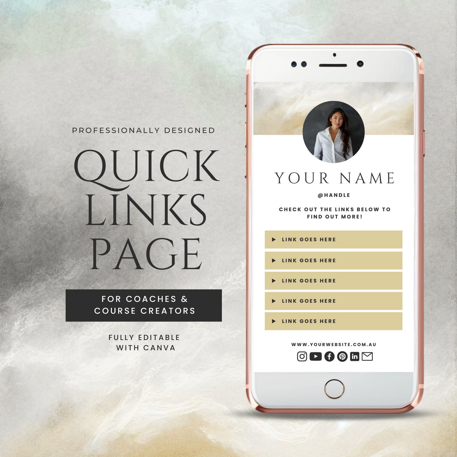 Quick Links Landing Page Template Canva Template One Page Website ...