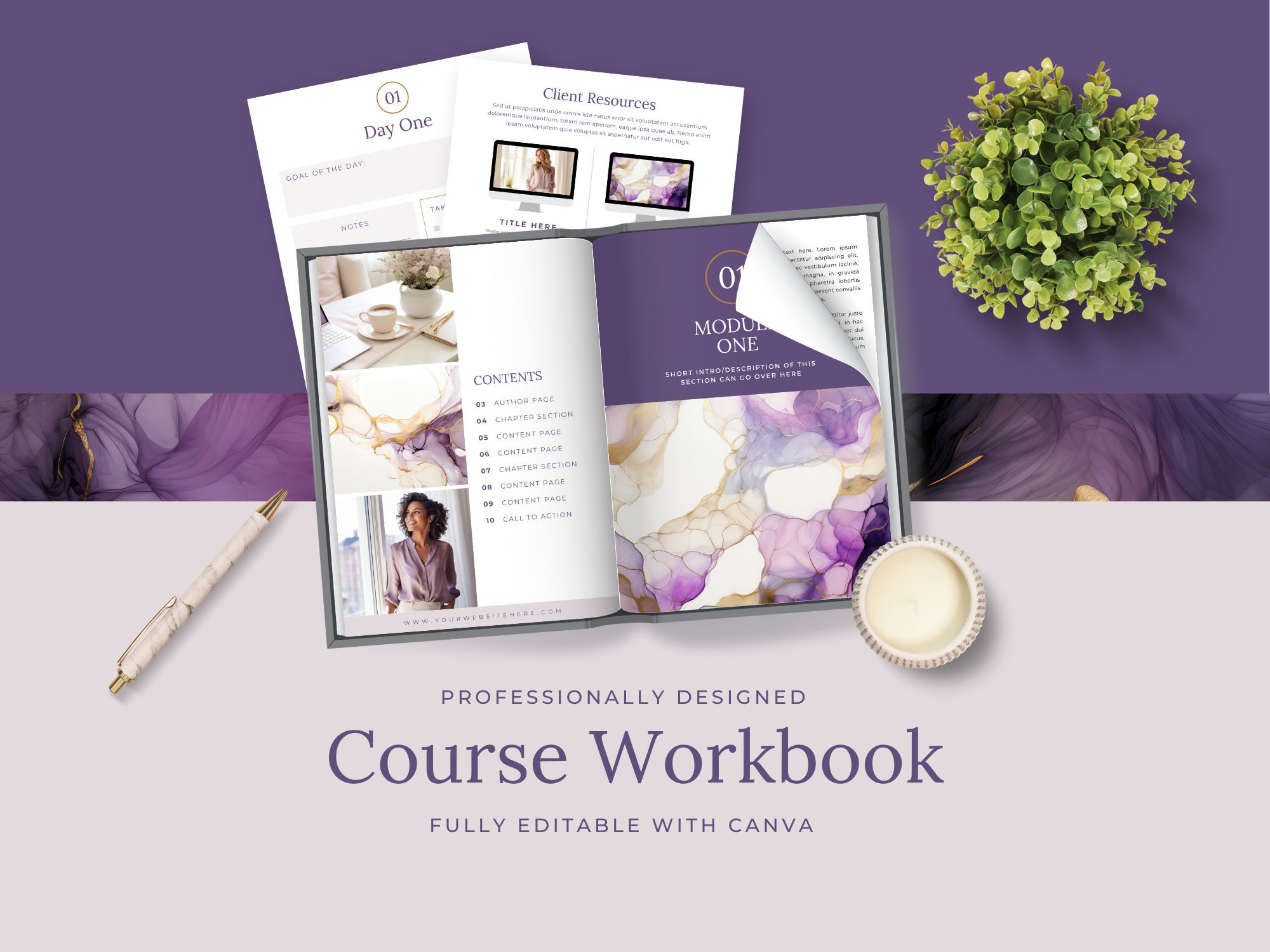 Course Workbook Canva Template, Lead Magnet, Ebook, Editable Workbook ...