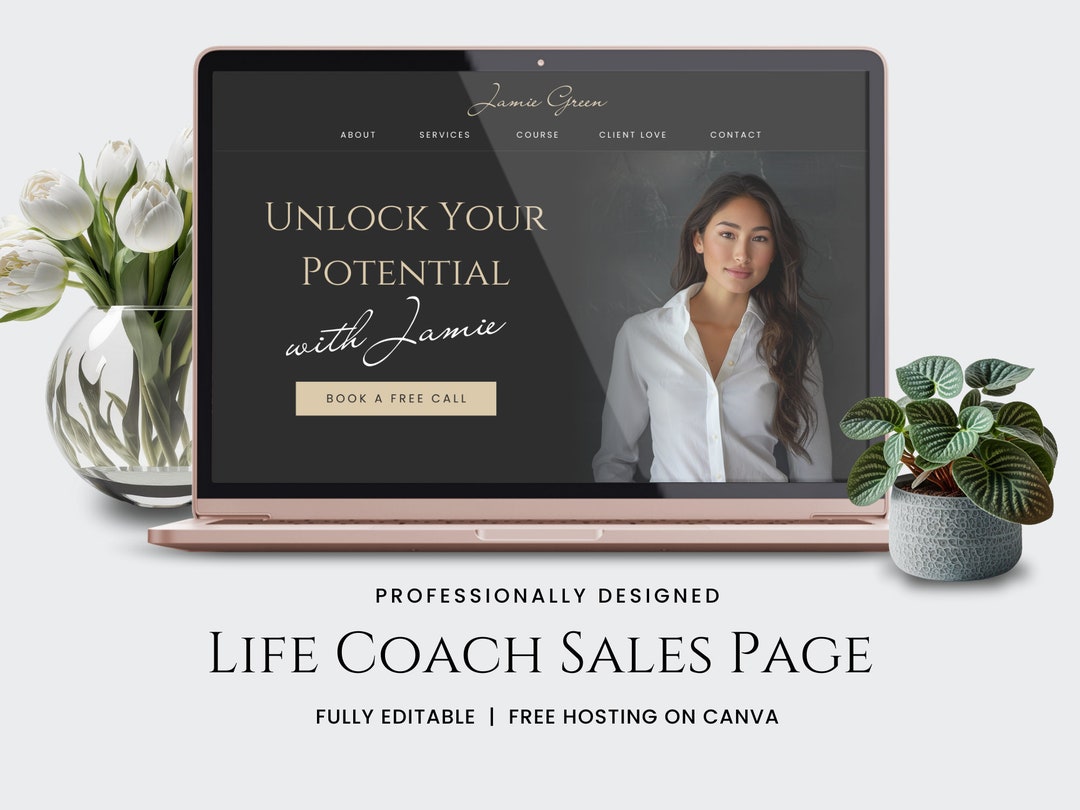 Canva Website Template Life Coach Sales Page Custom Website Canva Coaching Site Sales Funnel ...