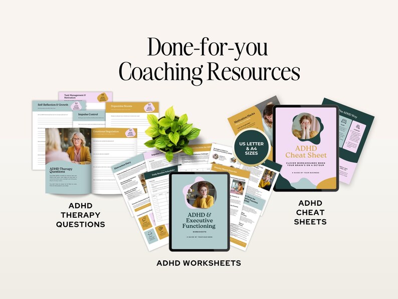 ADHD Coaching Bundle Instagram E-book Worksheets Cheat Sheet Sales Page ...