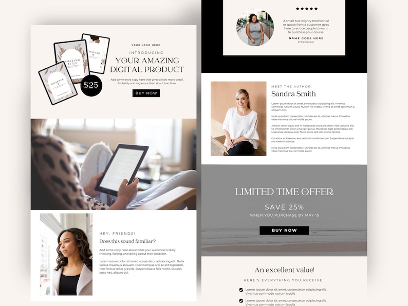 Digital Product Sales Page Canva Website Design Template Sales Funnel ...