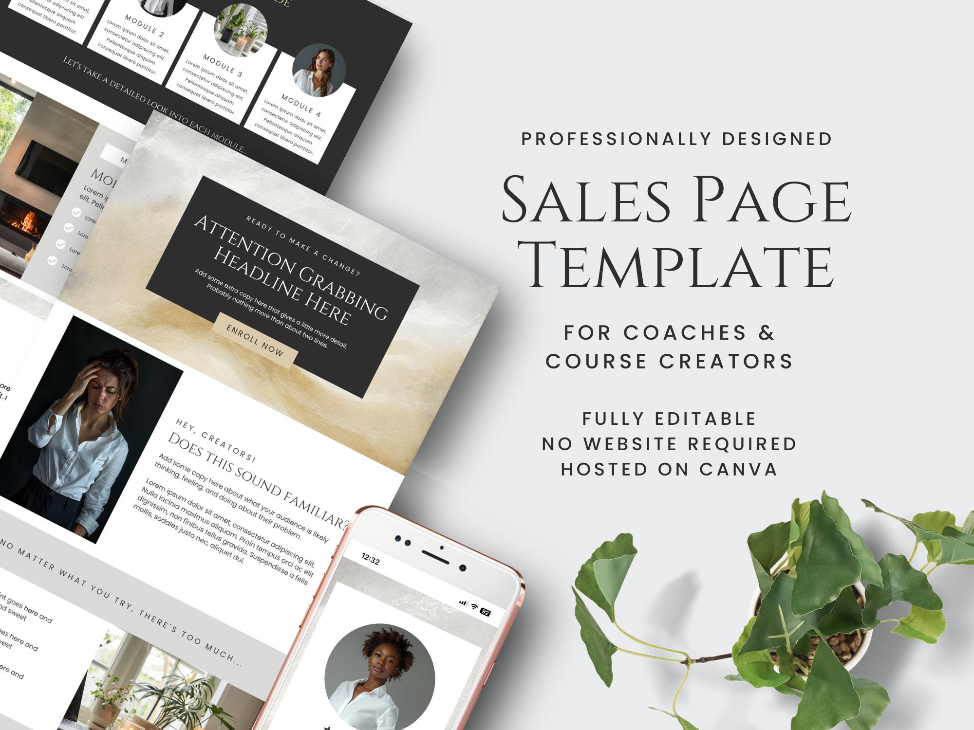 Course Creator Sales Page Canva Template Sales Funnel Course Sales Page ...