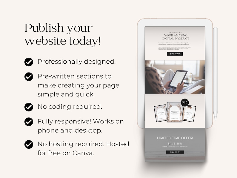 Digital Product Sales Page Canva Website Design Template Sales Funnel ...