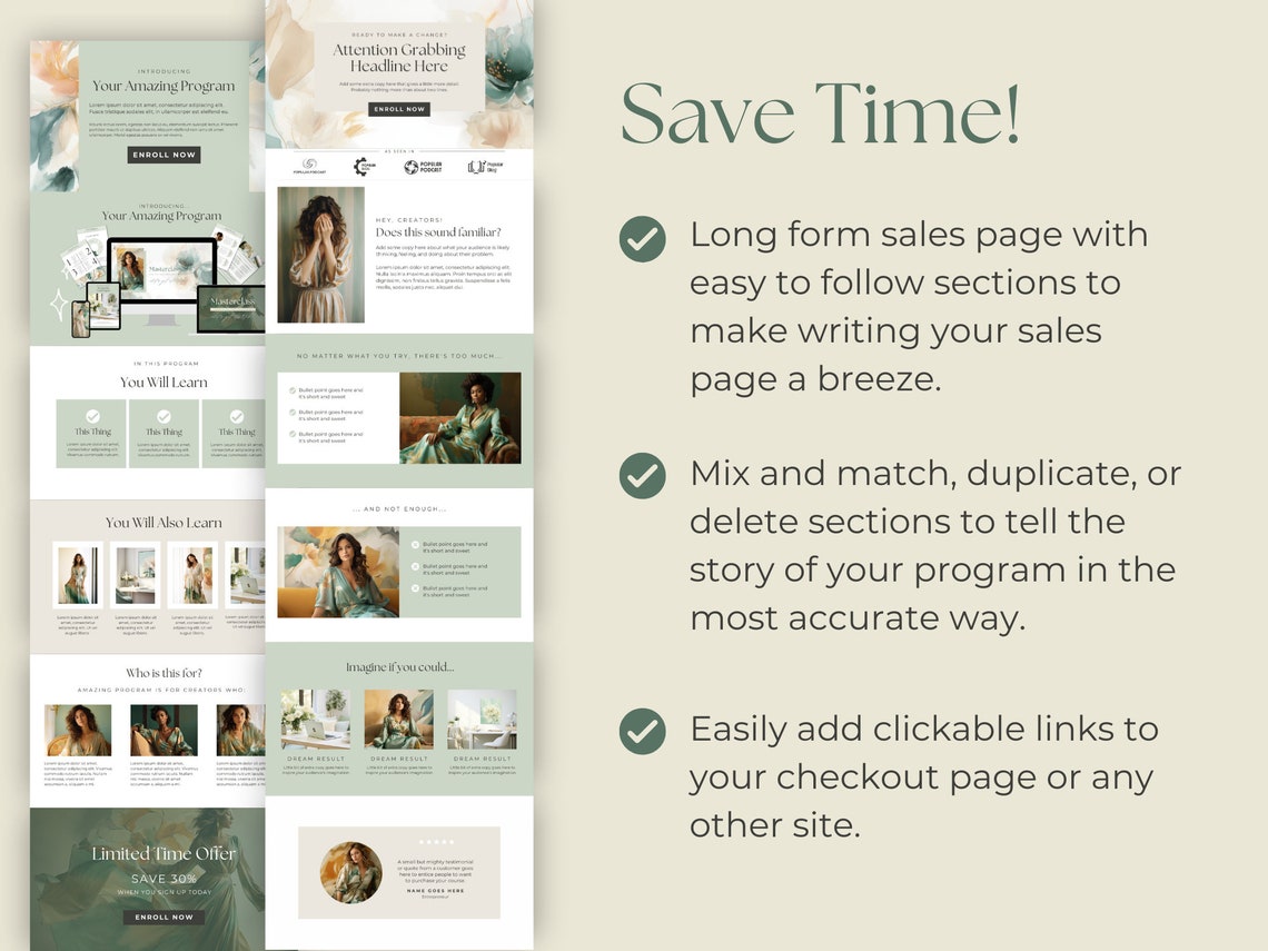 Canva Sales Page Template, INSTANT DOWNLOAD, Business Website for ...