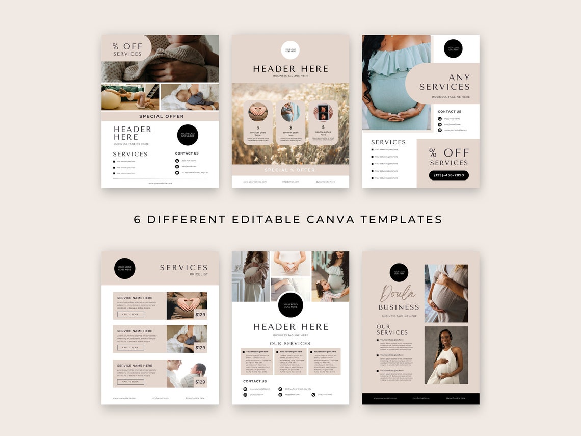 Doula Templates Editable Canva Flyer Template Postpartum Doula Handout ...