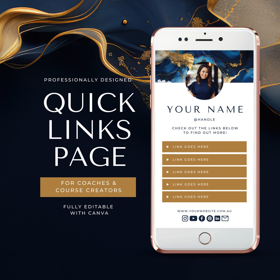 Quick Links Landing Page Template INSTANT DOWNLOAD Canva Template One ...