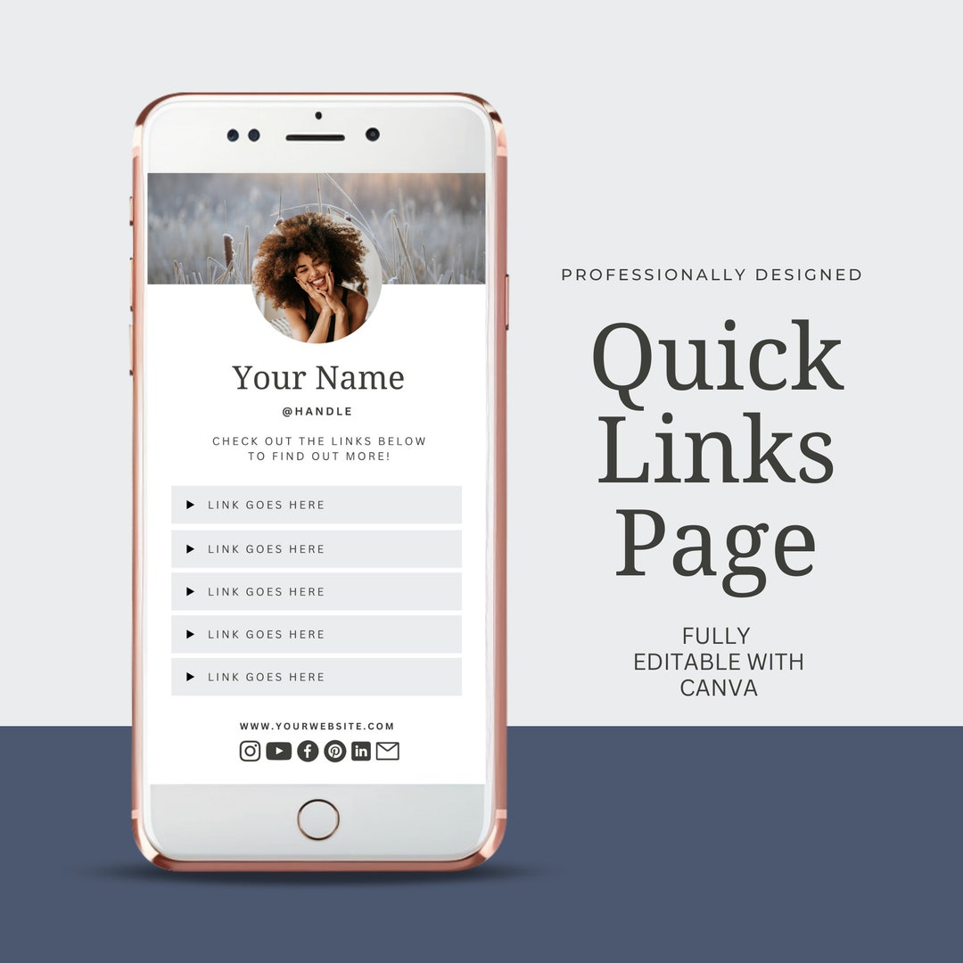 Quick Links Landing Page Template, INSTANT DOWNLOAD, Canva Template ...