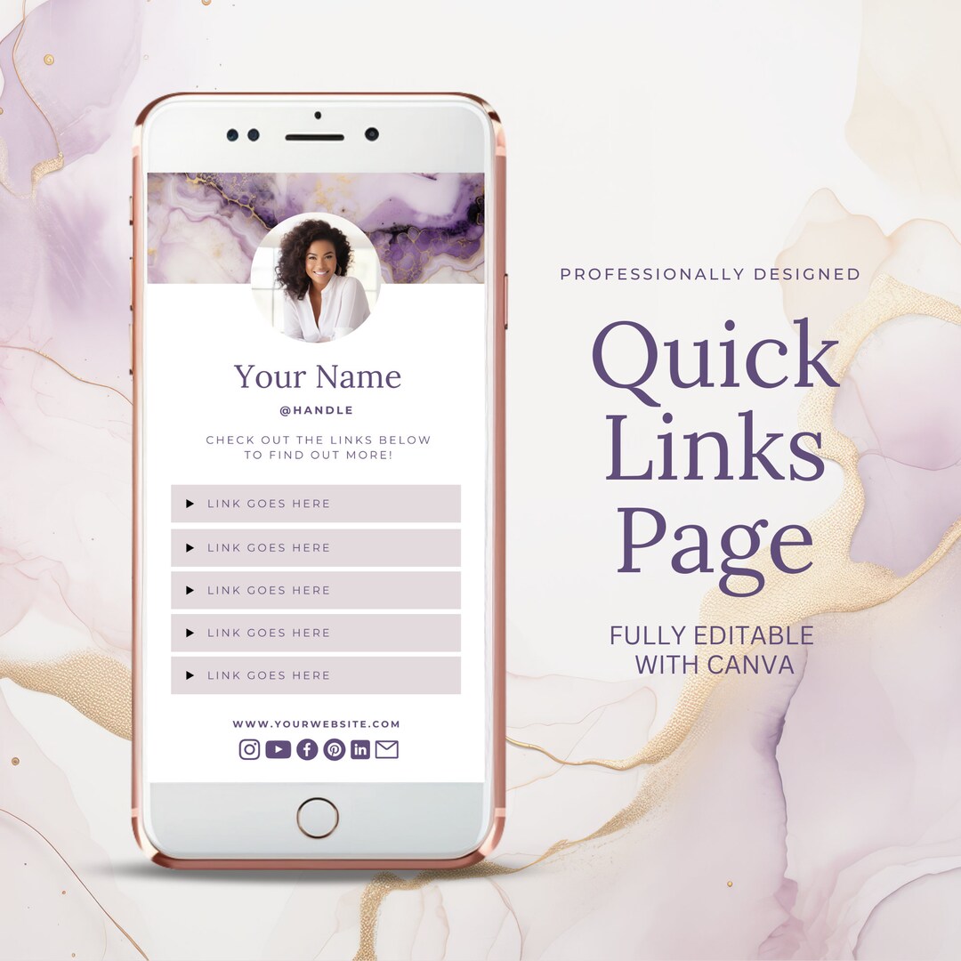 Quick Links Landing Page Template INSTANT DOWNLOAD Canva Template One ...