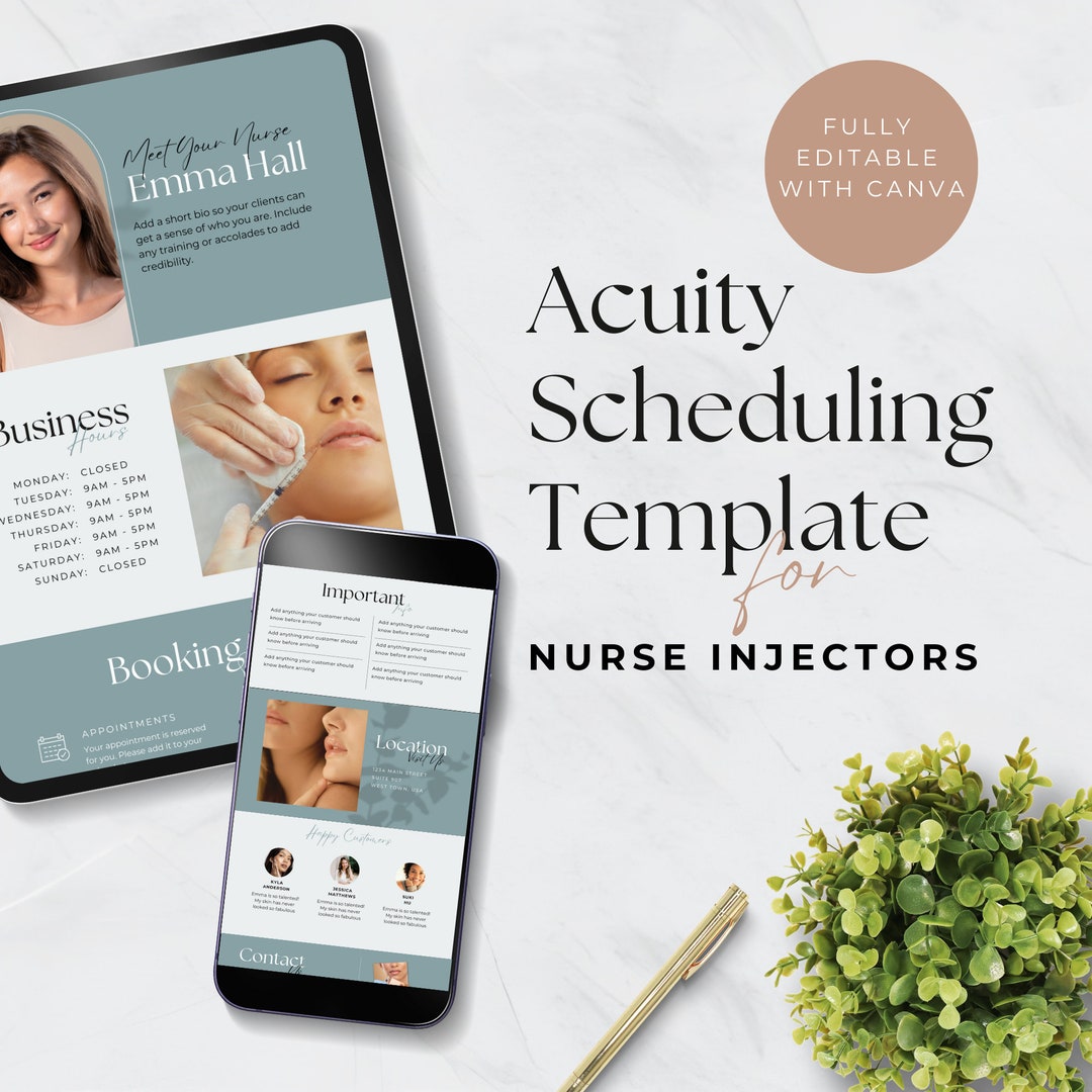 Acuity Scheduling Template Nurse Injector Acuity Template Medspa ...