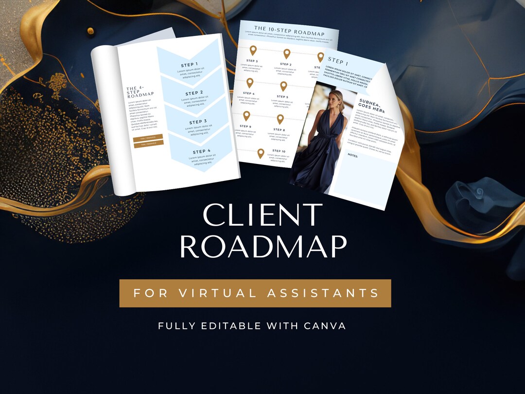Virtual Assistant Client Roadmap, Client Onboarding, Canva Template, Business Starter Kit ...