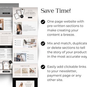 Digital Product Sales Page Canva Website Design Template Sales Funnel ...