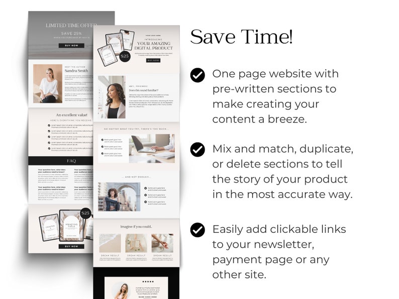 Digital Product Sales Page Canva Website Design Template Sales Funnel ...