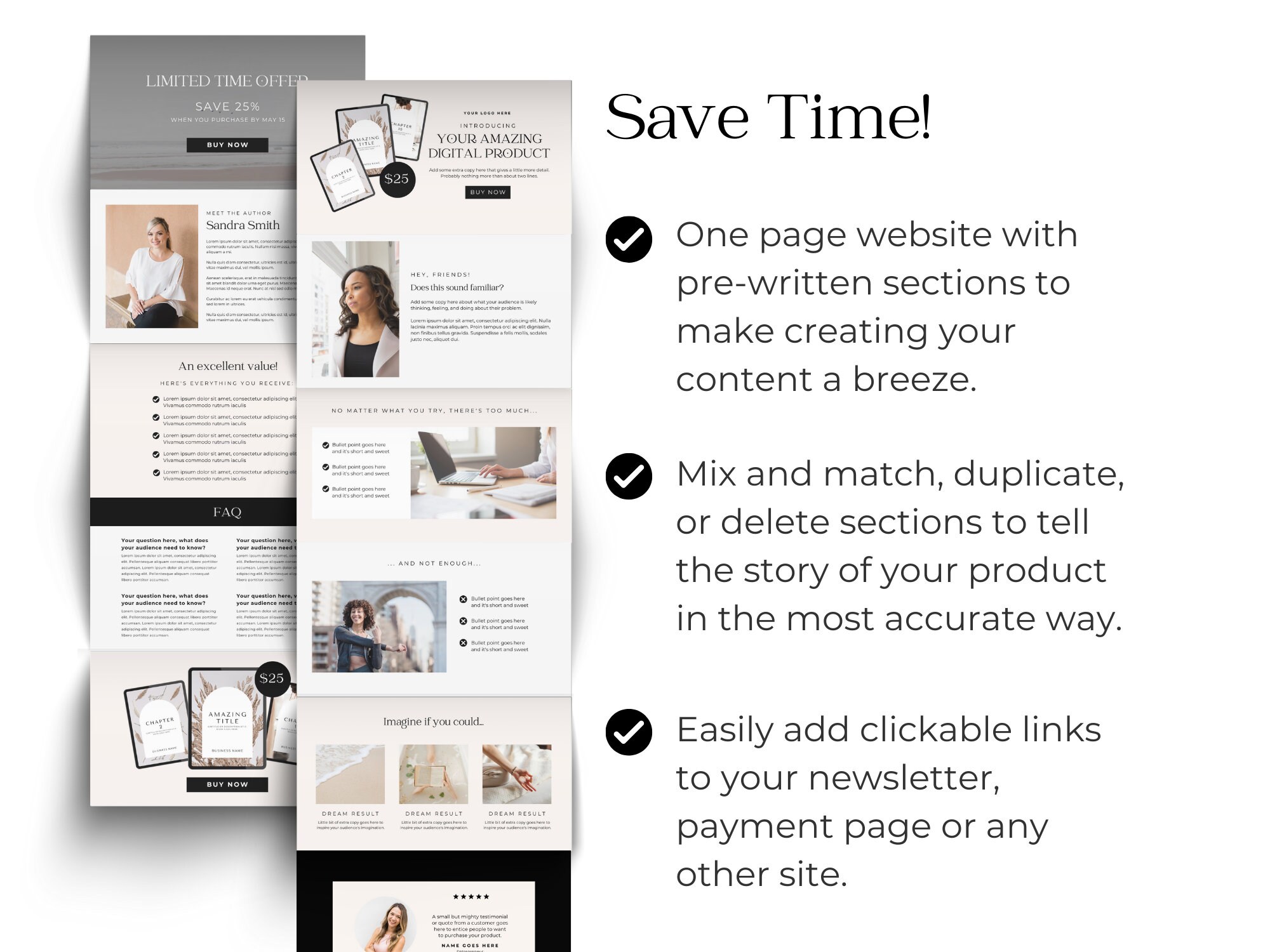 Digital Product Sales Page Canva Website Design Template Sales Funnel ...