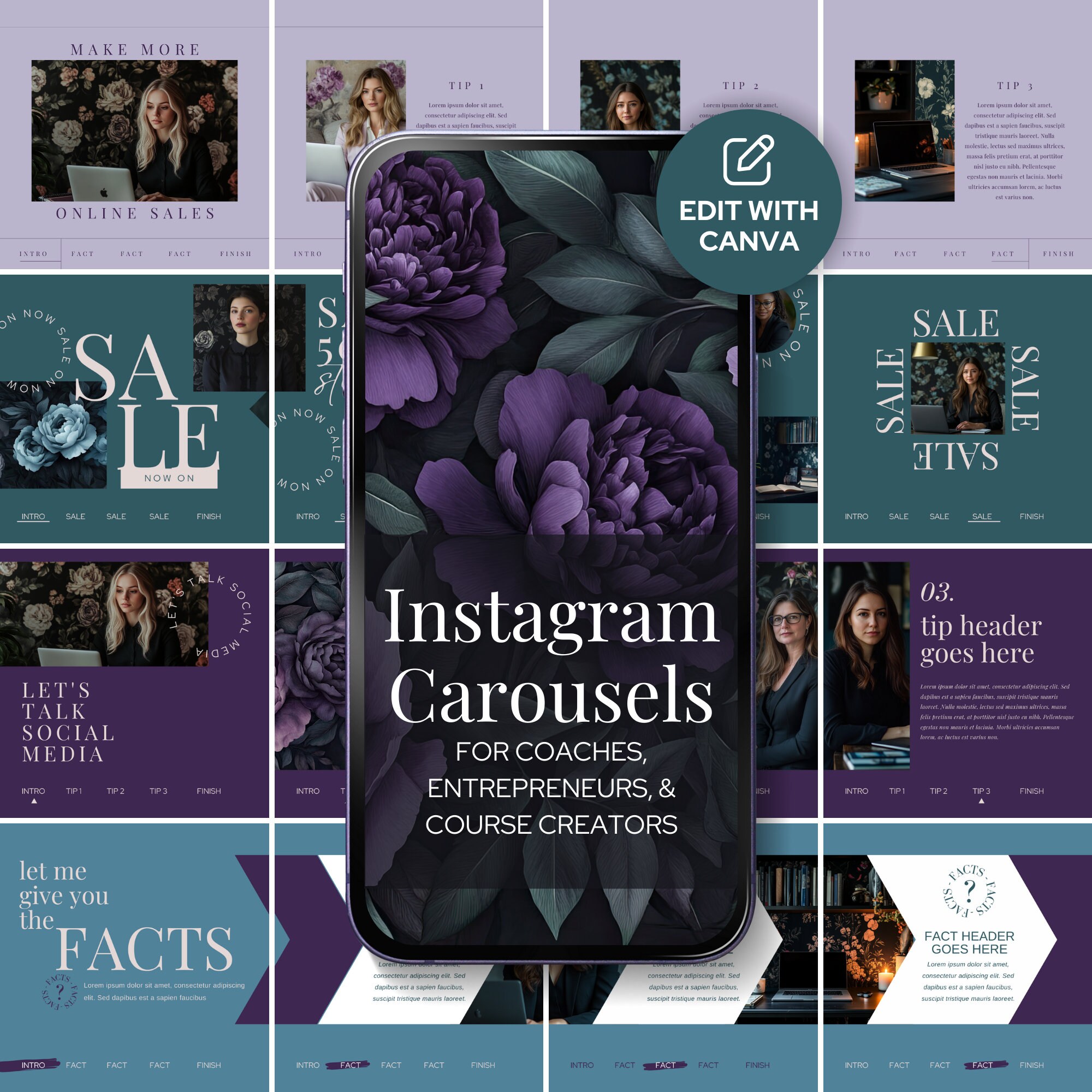 Instagram Carousel Templates Canva Template for Course Creators ...