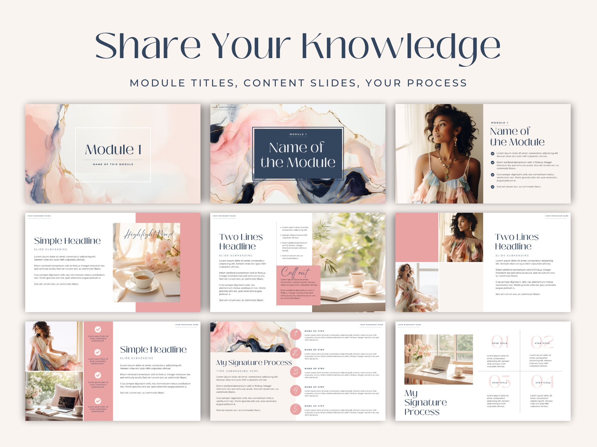 Online Course Slide Deck Template, Webinar Template, Course Creator ...