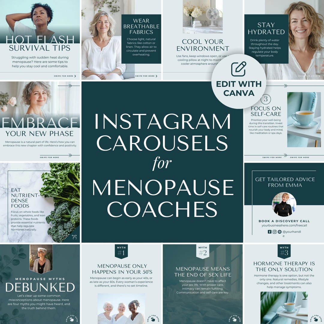 Menopause Coach Instagram Carousel Templates Hormone Social Media ...