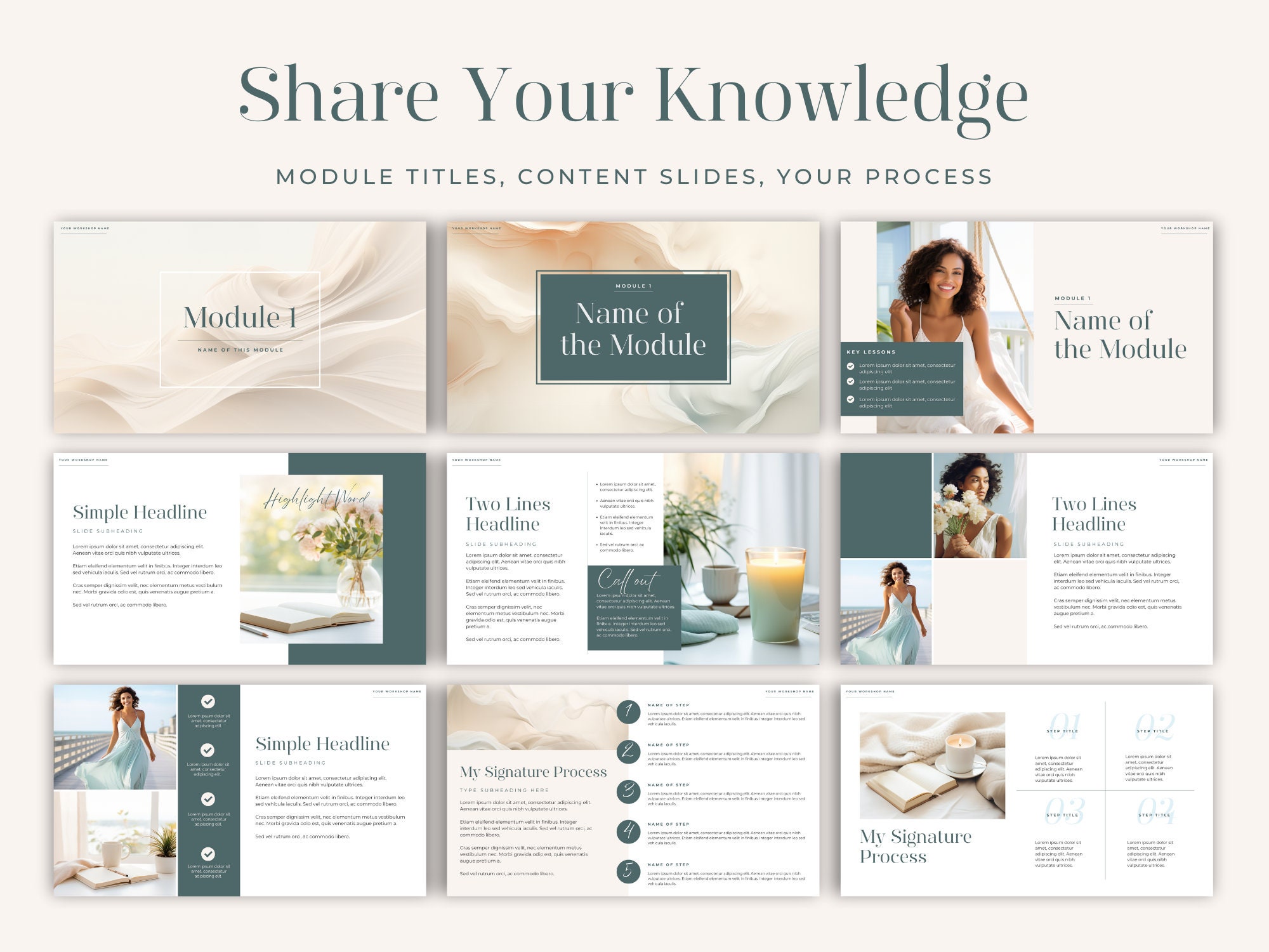 Online Course Slide Deck Template, Webinar Template, Course Creator ...